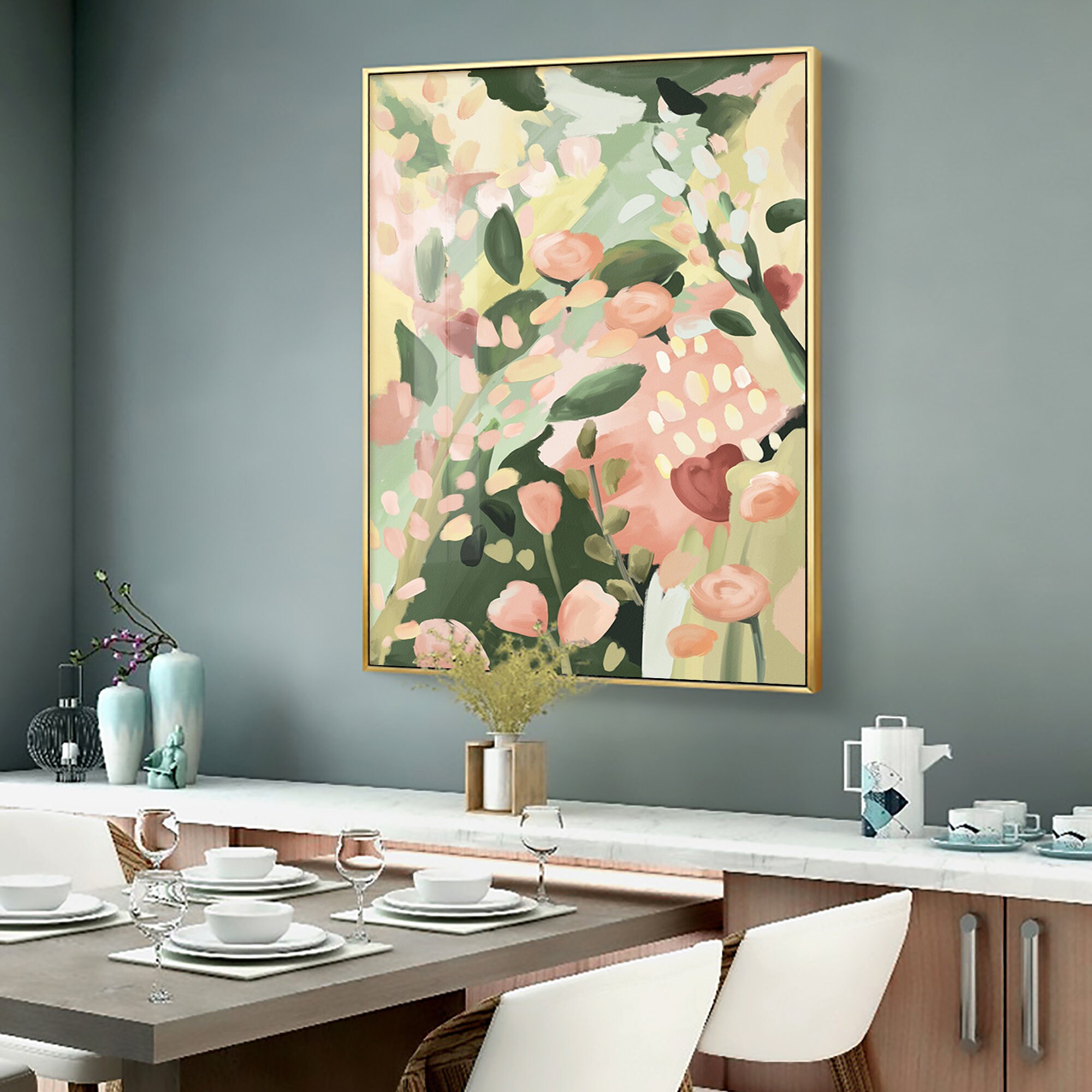 Original Abstract Yellow Flowers Oil Painting on Canvas Large - Etsy