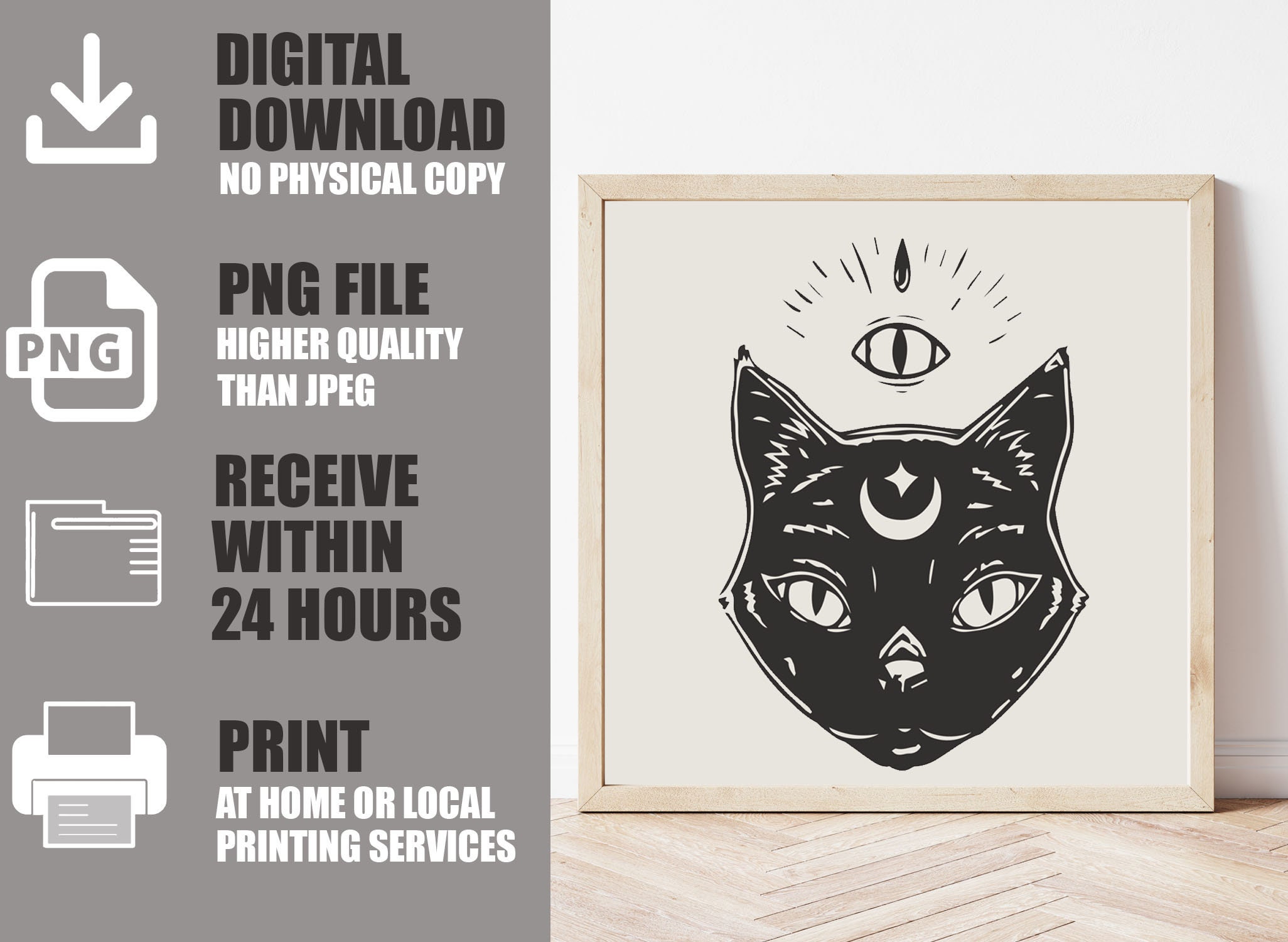 Black Cat, Third Eye, Halloween, Digital Download Print, Wall Art - Etsy