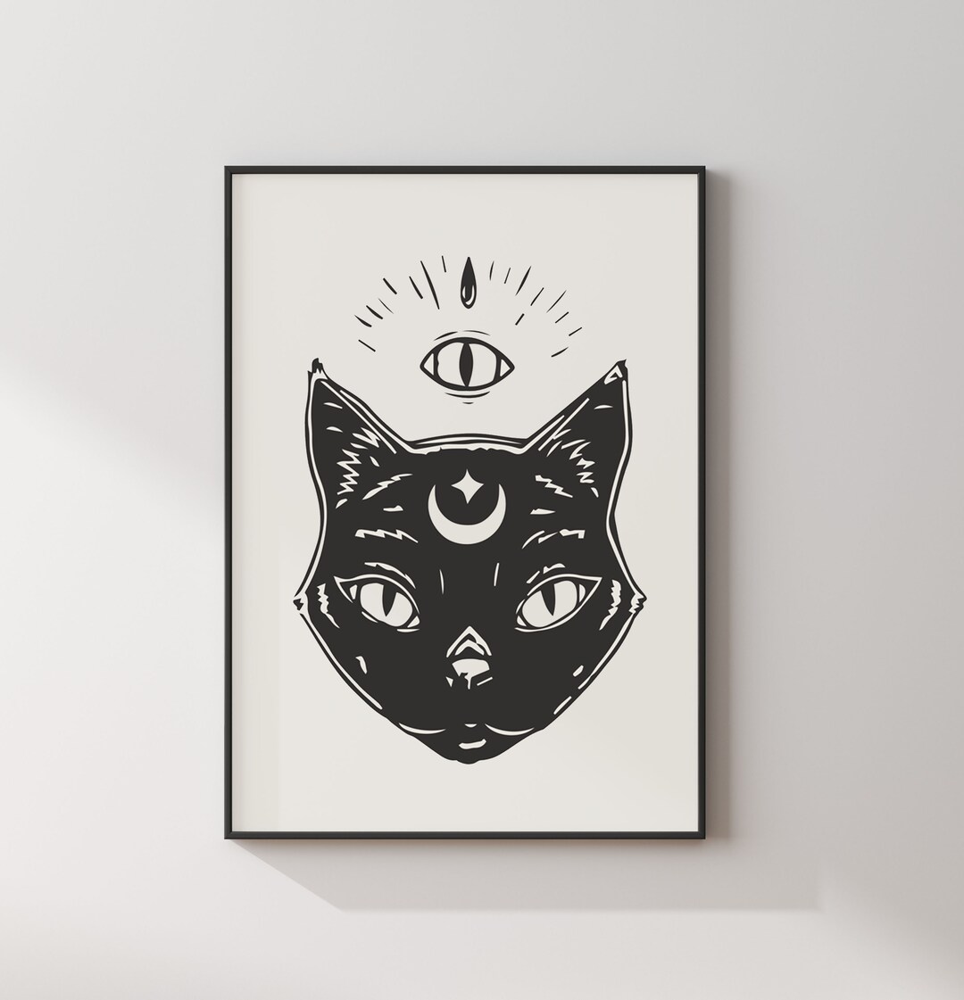 Black Cat, Third Eye, Halloween, Digital Download Print, Wall Art - Etsy