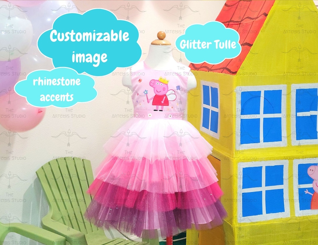 Peppa Pig Party Dress Pig Dress Personalized Dress Girls - Etsy