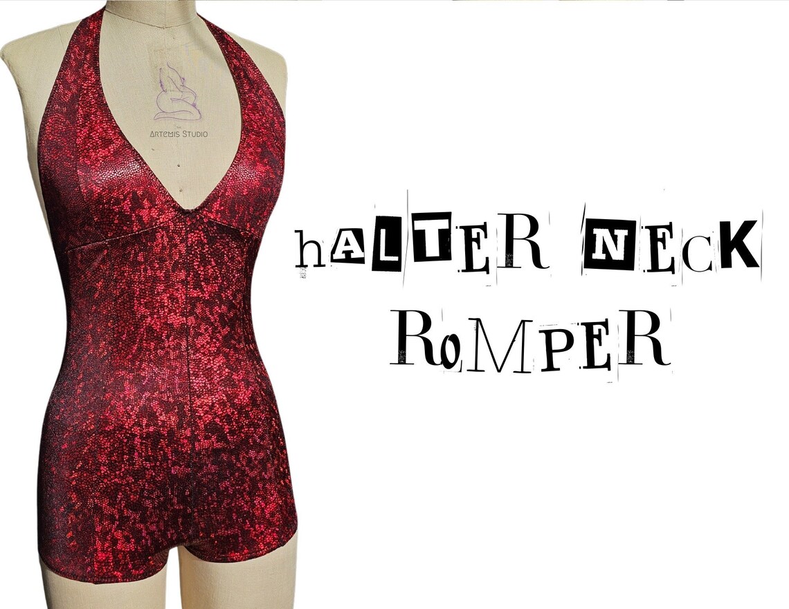 RED HALTER NECK Bodysuit, Concert Outfit, Rave Outfit, Coachella ...