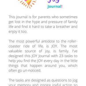 Joy Journal Printable Journal for Parents 23 Tasks for Joy | Etsy