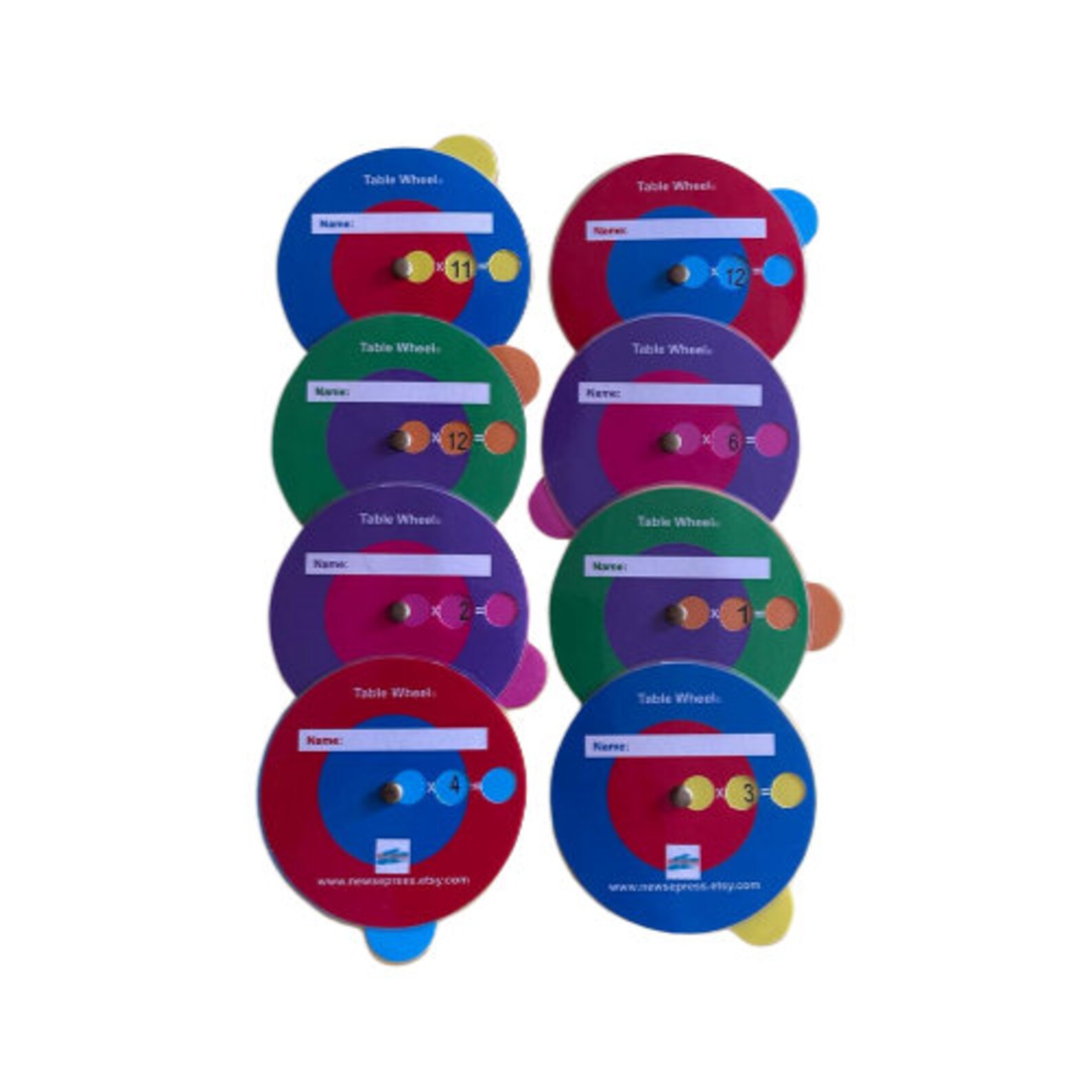 Universal Maths Table Wheels, Digital Download Maths Table Spinners ...