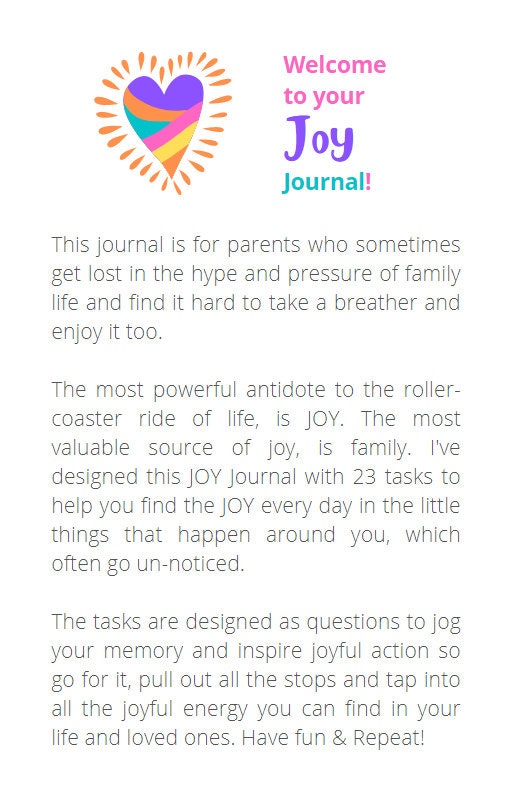 Joy Journal, Printable Journal for Parents, 23 Tasks for Joy, Digital ...