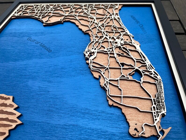 Custom Florida Wooden Layered Map Beautiful Florida Map Personalized to ...