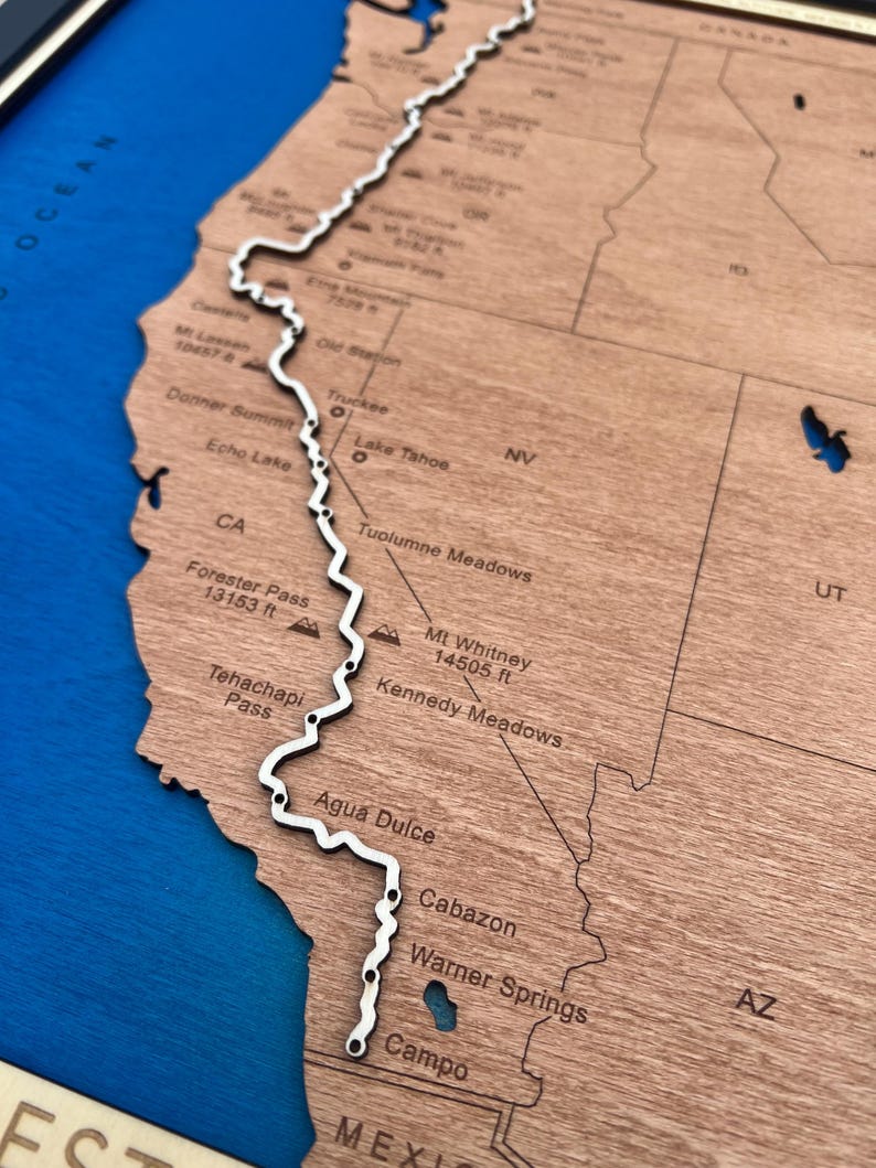 Custom Layered Wooden Trail Map: Personalized Hiking, Biking, Running ...
