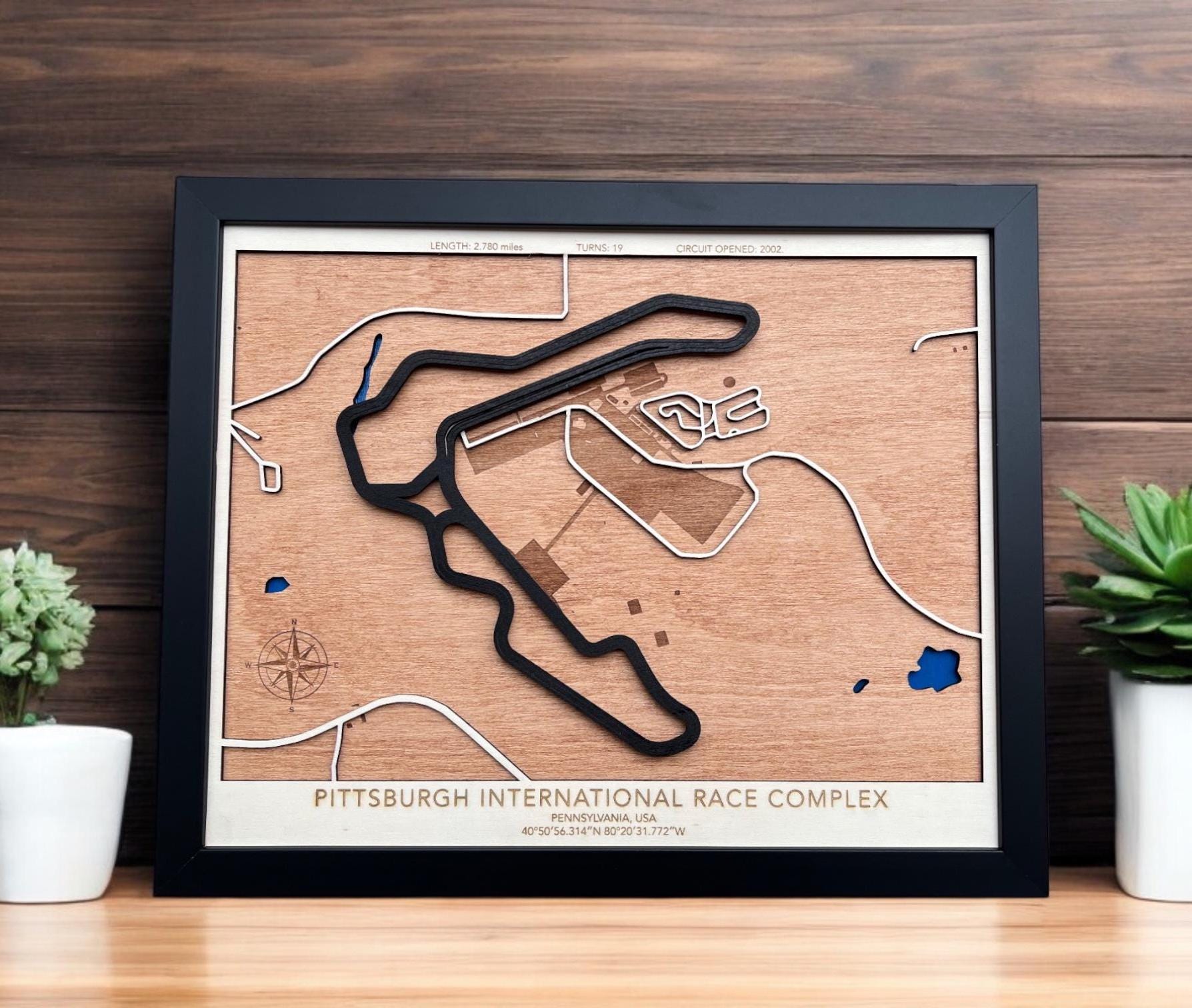 3D Wooden Pittsburgh Race Track Map: Personalized Motorsport Wall Art ...