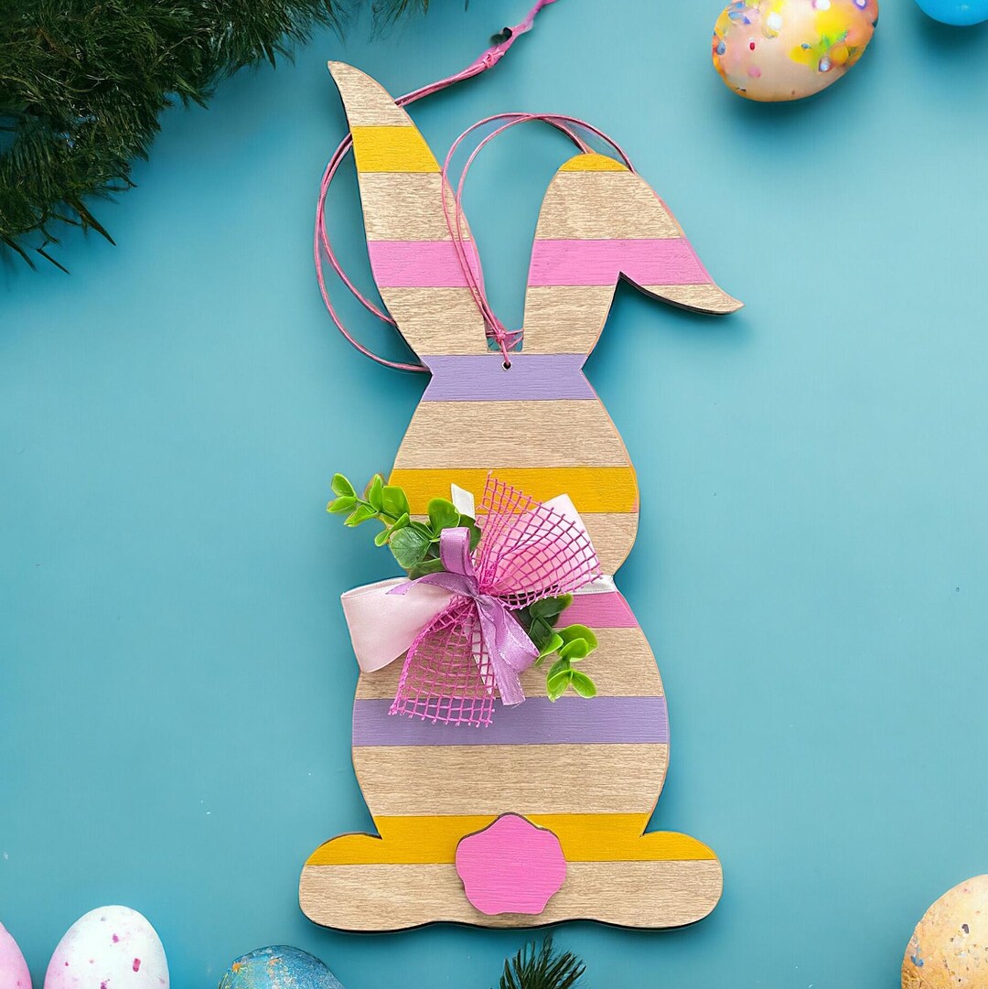 Handcrafted Wooden Easter Bunny Door Hanger – Spring & Easter Home ...