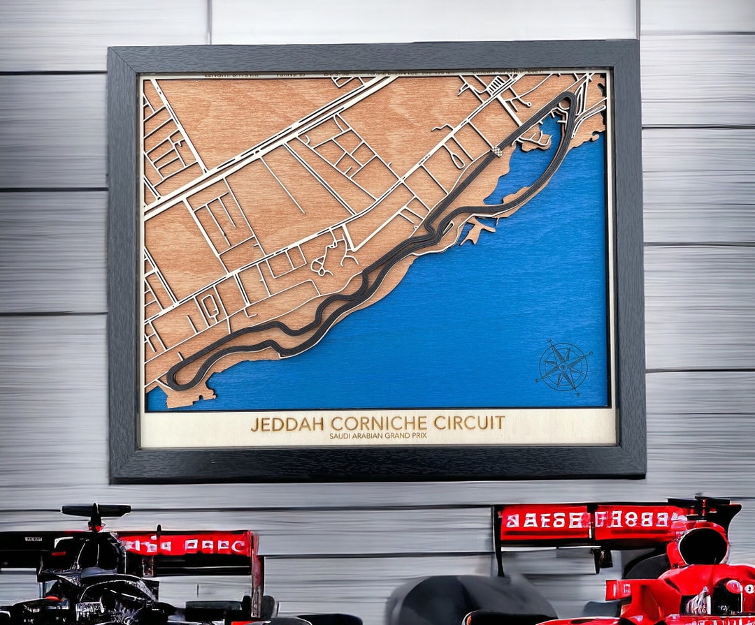 Jeddah Circuit Wooden Map | Saudi Arabian Grand Prix F1 Racing Wall Art ...