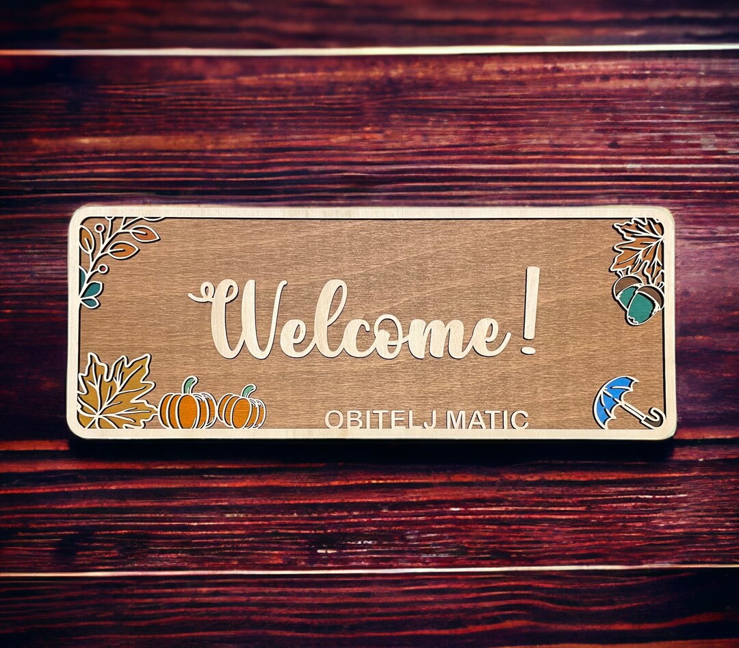 Digital File SVG and DXF Fall-themed Welcome Door Sign - Etsy