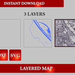 Vienna 3D Layered Map SVG DXF Digital Download Vienna Map / Instant ...