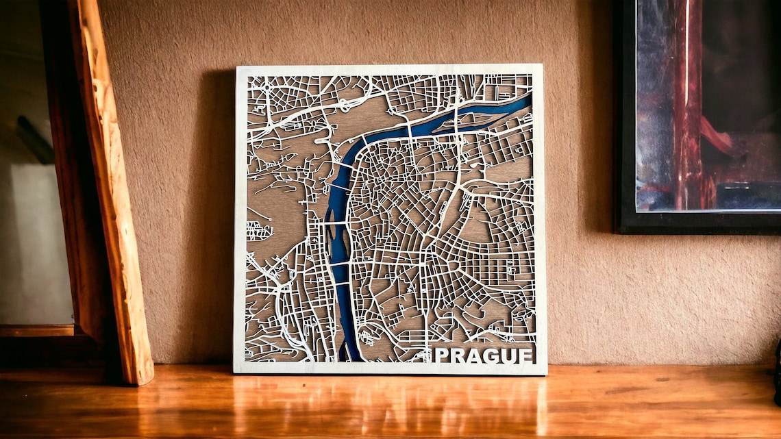 Prague City Layers Digital SVG and DXF Files for Stunning Wooden Maps ...