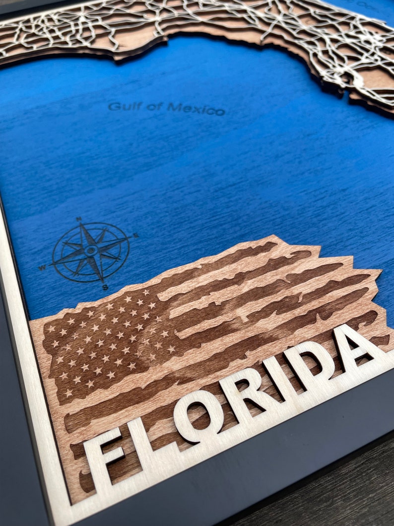 Custom Florida Wooden Layered Map Beautiful Florida Map Personalized to ...