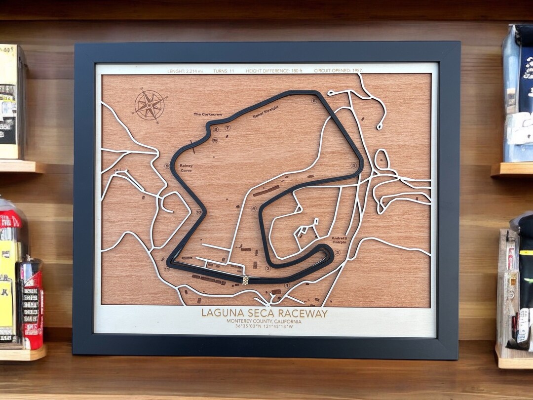 Laguna Seca Racing Circuit Map, Laguna Seca 3D Map, Racing Gift ...