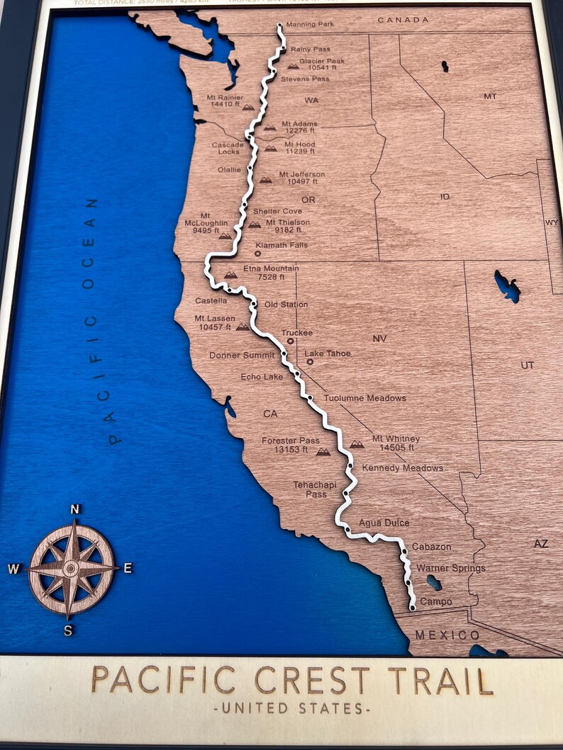 Custom Layered Wooden Trail Map: Personalized Hiking, Biking, Running ...