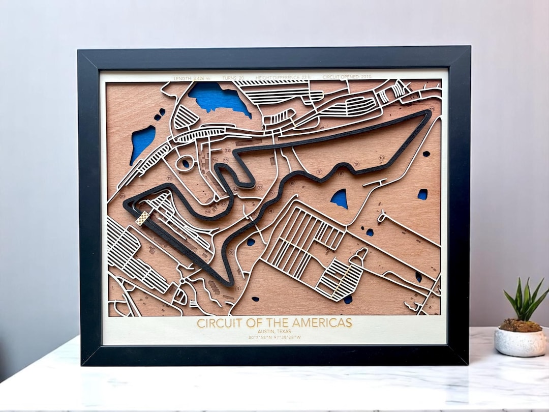 Circuit of the Americas Track Map | Wooden Layered Racing Circuit Wall ...