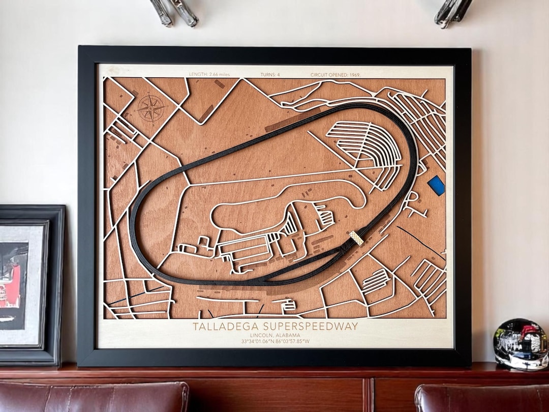 Talladega Superspeedway Wooden Track Map: Laser Cut NASCAR Wall Art - Etsy