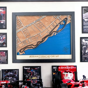 Jeddah Circuit Wooden Map | Saudi Arabian Grand Prix F1 Racing Wall Art ...