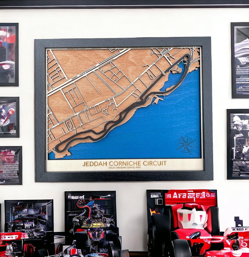 Jeddah Circuit Wooden Map | Saudi Arabian Grand Prix F1 Racing Wall Art ...