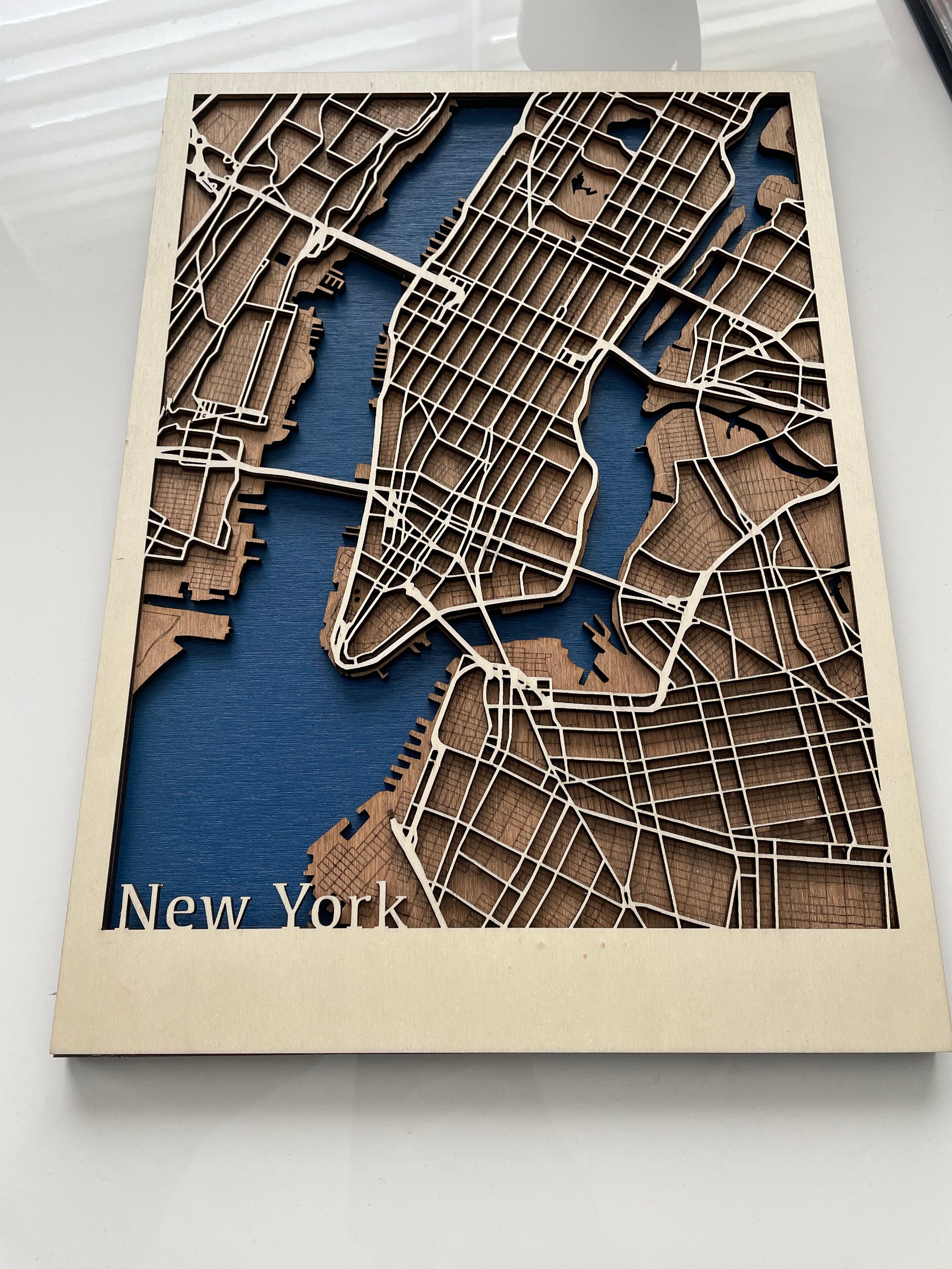New York Multilayer Wooden Map SVG and DXF File - Etsy