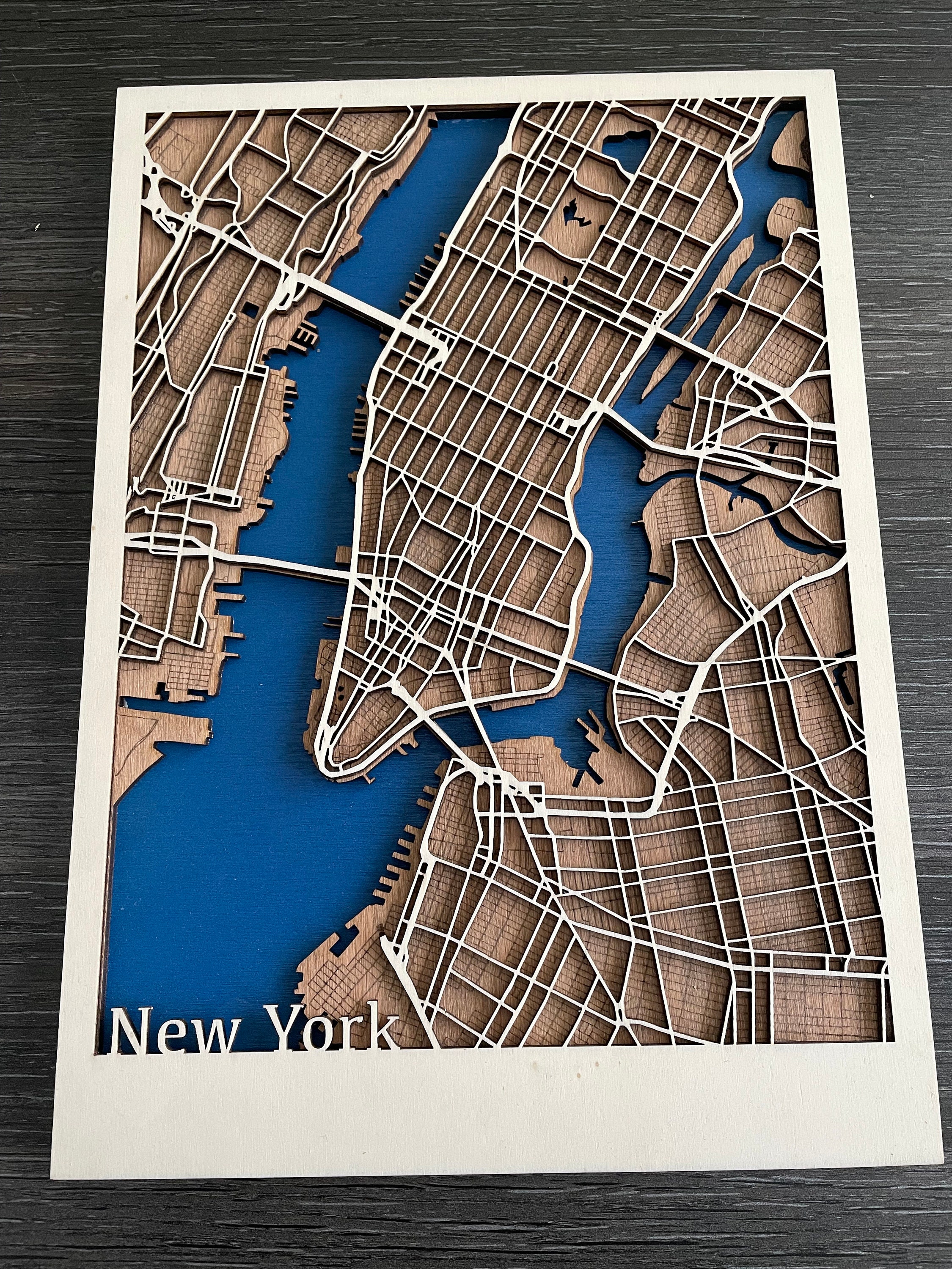 New York Multilayer Wooden Map SVG and DXF File - Etsy
