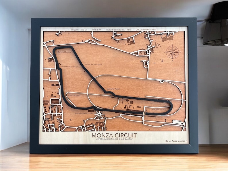 Monza Circuit Map, Monza Racing Track, Formula 1 Fan Gift, Monza ...