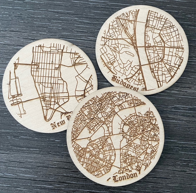 Custom City Streets Coasters Digital Engraving Files SVG and DXF Custom ...