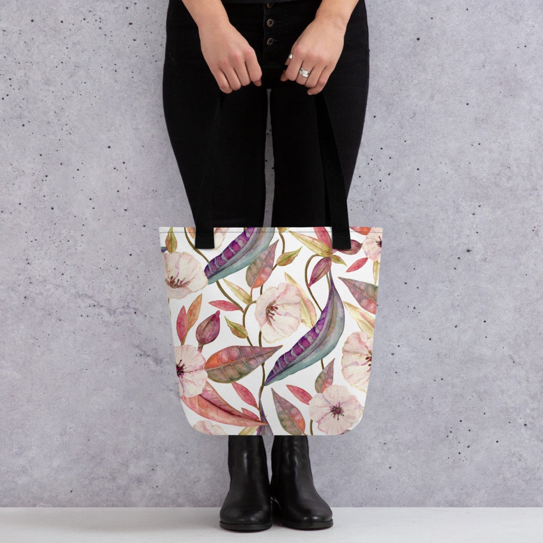 Flowers and Foliage Bag Spring Flowers Tote Bag Watercolor - Etsy