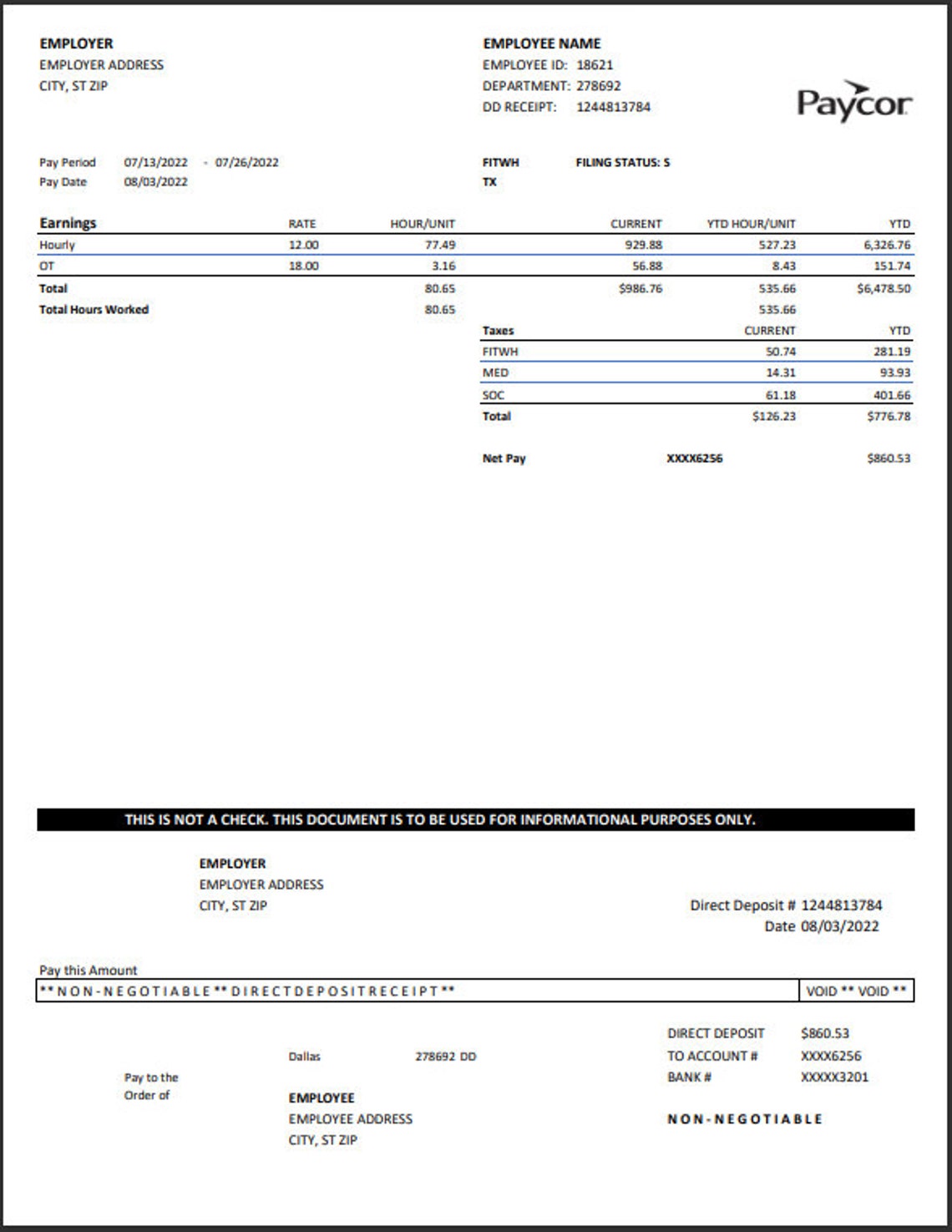 ADP Paystub/custom Pay Stubs Pdf/earnings Statement/check - Etsy Sweden