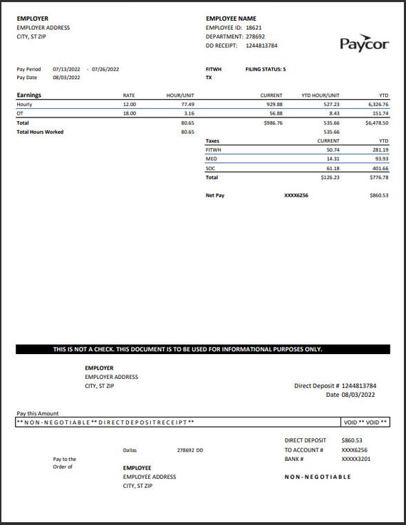 Adp Pay Stub Template