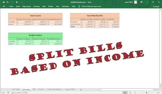 Income Based Couples Budget split Bills Based on Income - Etsy