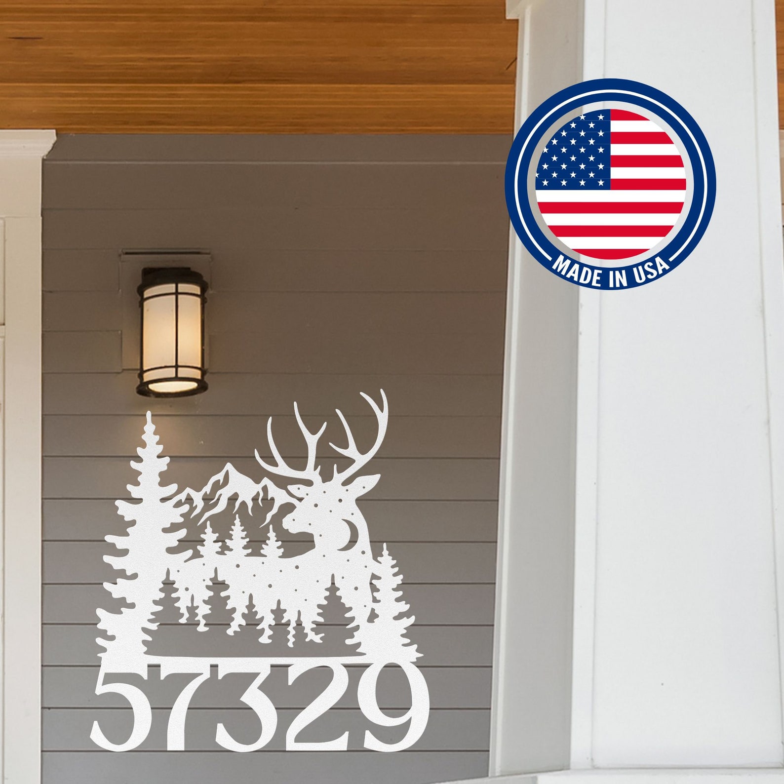 Personalized Deer Mountain Metal Address Sign: Cabin Decor - Etsy