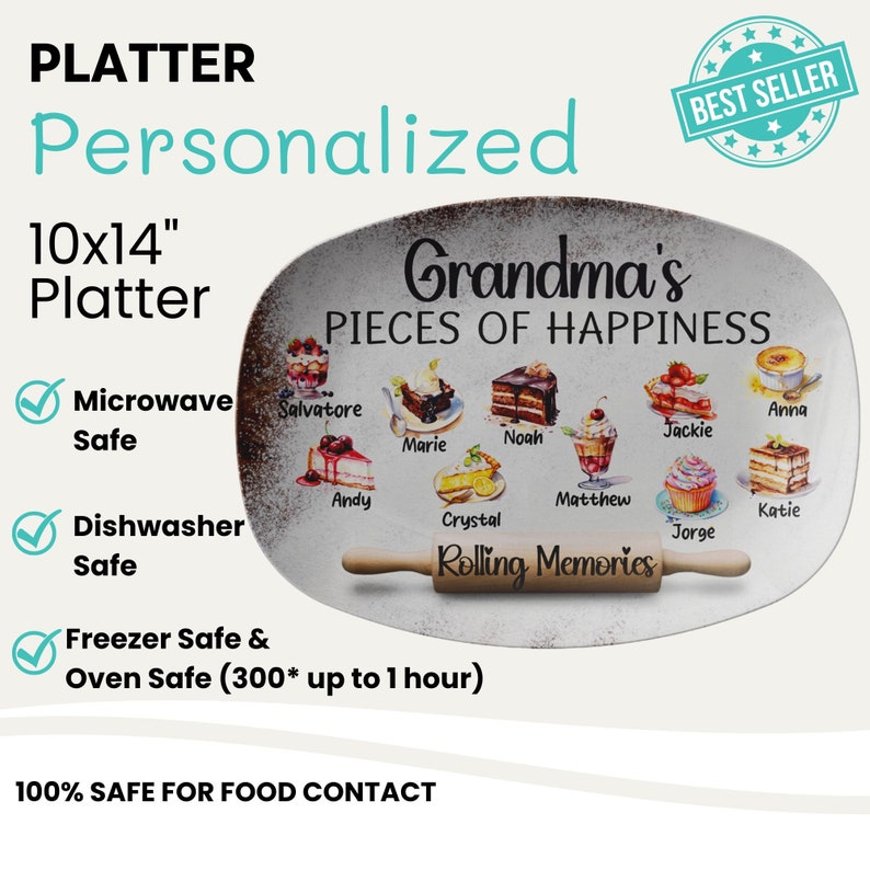 Personalized Grandma Gift Serving Platter With Grandkids Names, Custom ...