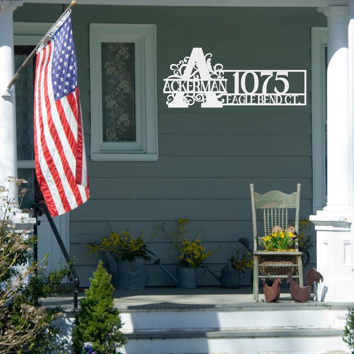 Personalized Monogram Address Sign Split Letter Name & Street Number ...