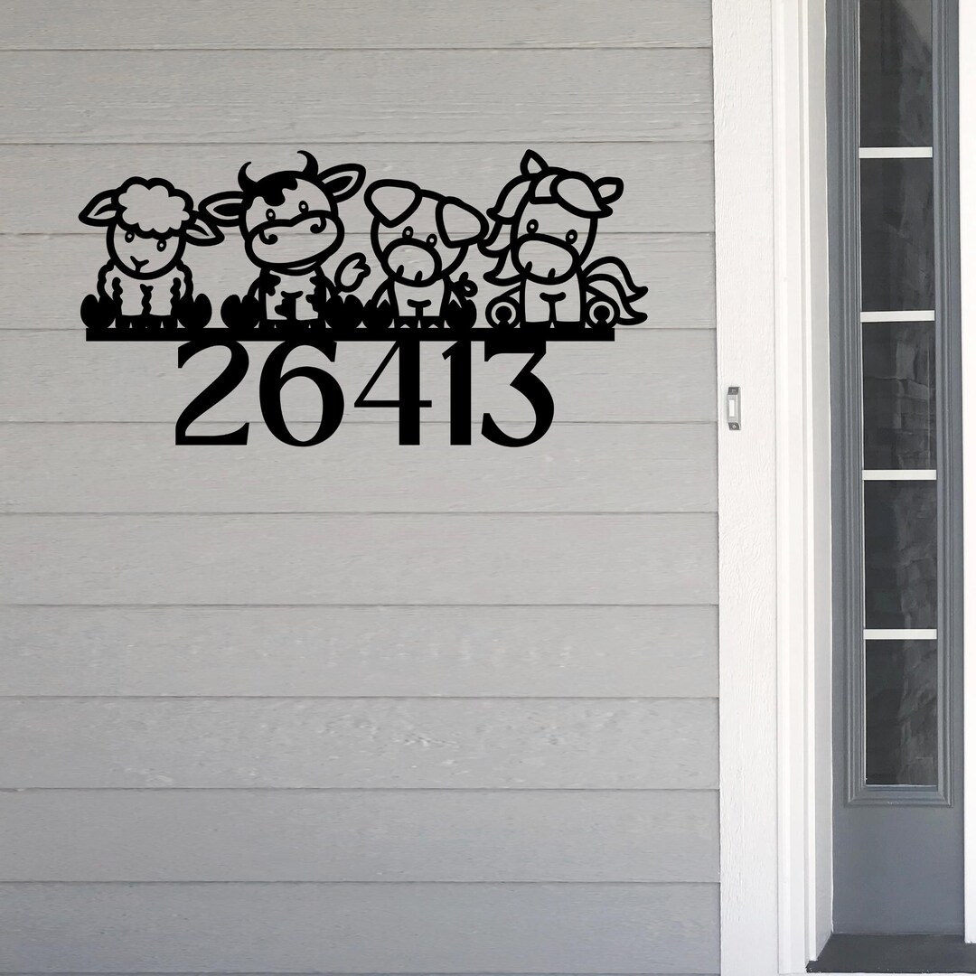 Custom Farm Animal Address Sign - Personalized Metal House Number ...