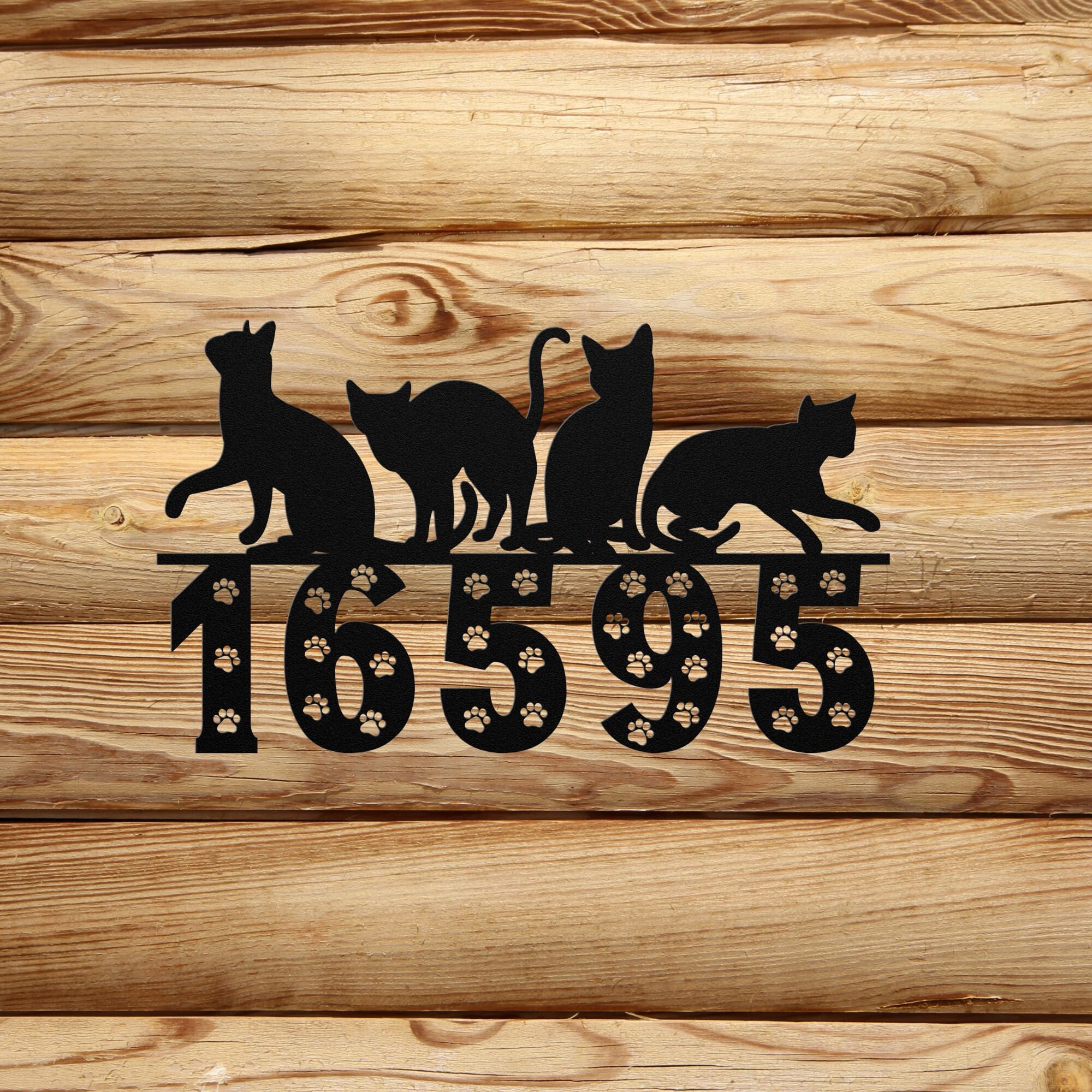 Cat Address Sign, Personalized House Number Plaque, Cat Lover Gift, Cat ...