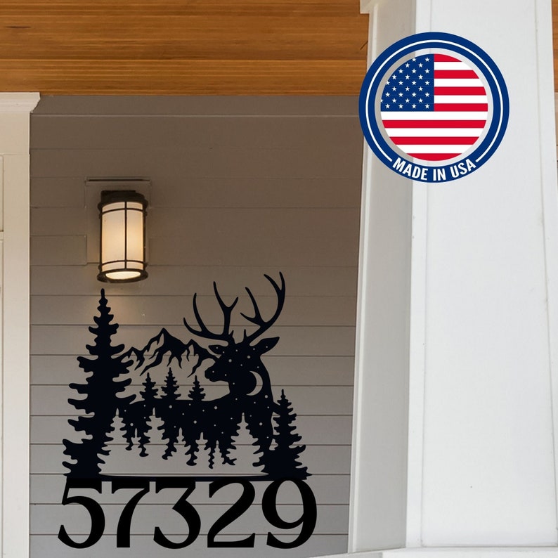 Personalized Deer Mountain Metal Address Sign: Cabin Decor - Etsy