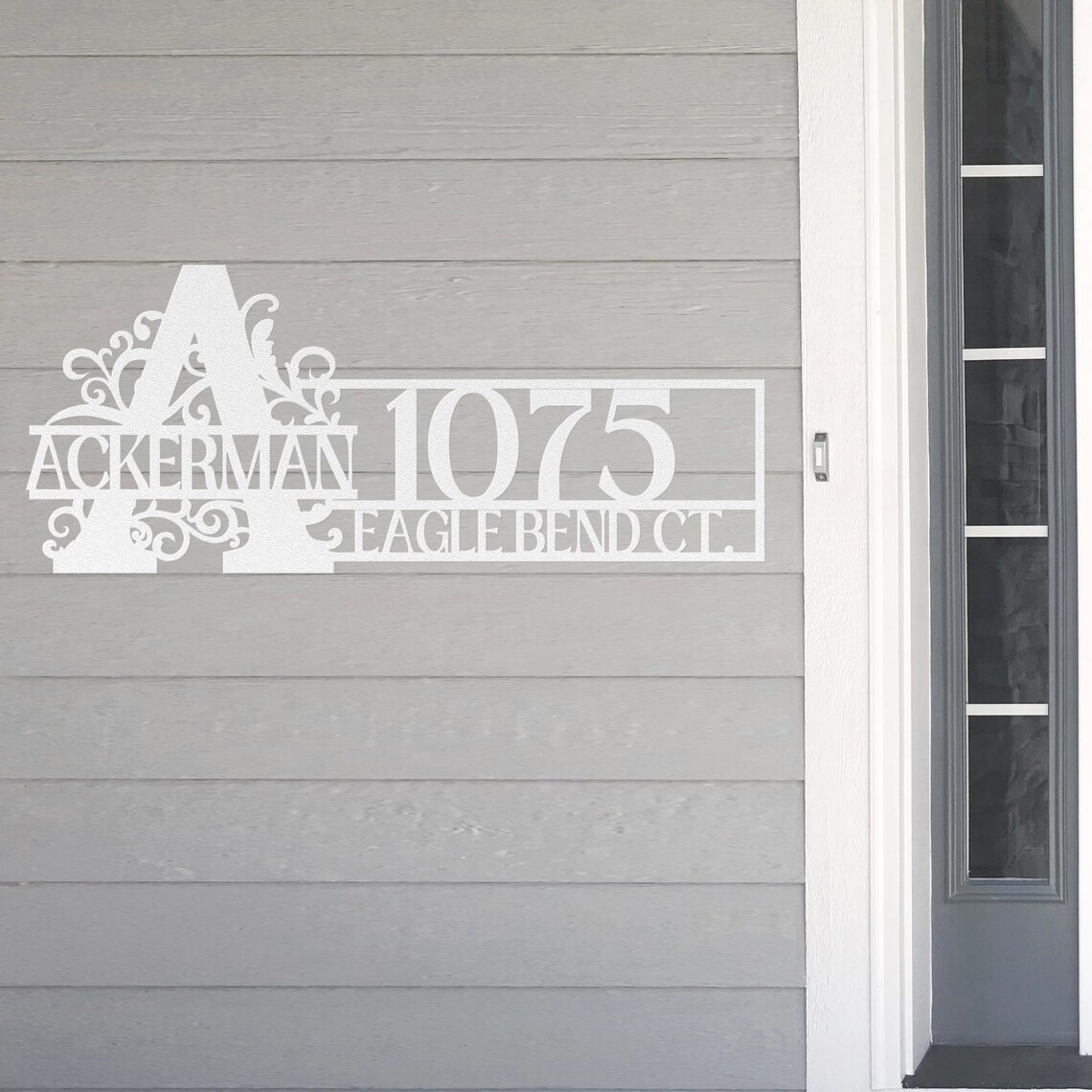 Custom Monogram Address Sign Split Letter Name & Street Number Metal ...