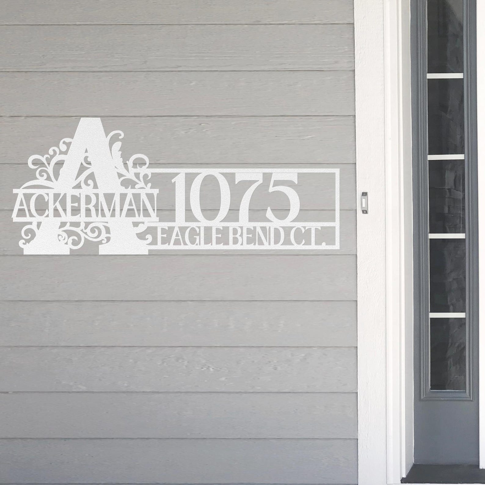Custom Monogram Address Sign Split Letter Name & Street Number Metal ...