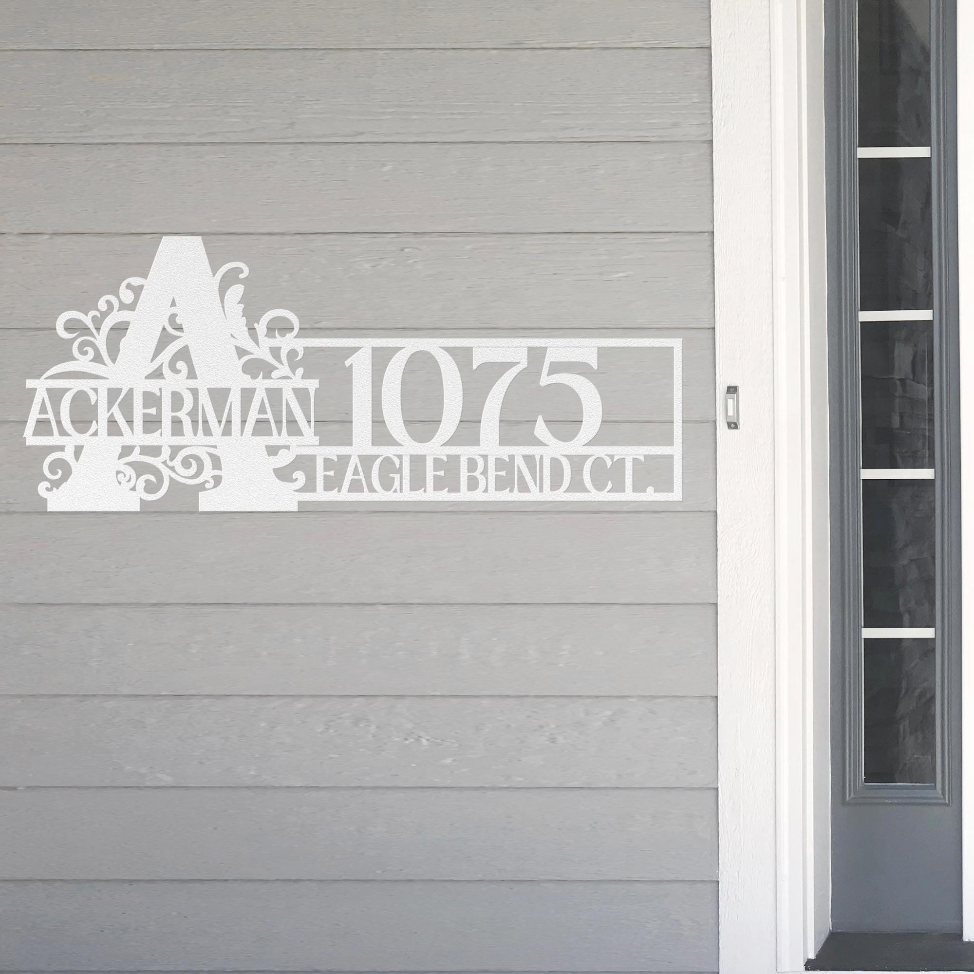 Custom Monogram Address Sign Split Letter Name & Street Number Metal ...