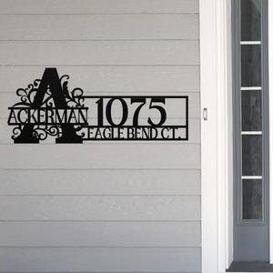 Personalized Monogram Address Sign - Split Letter Name & Street Number ...