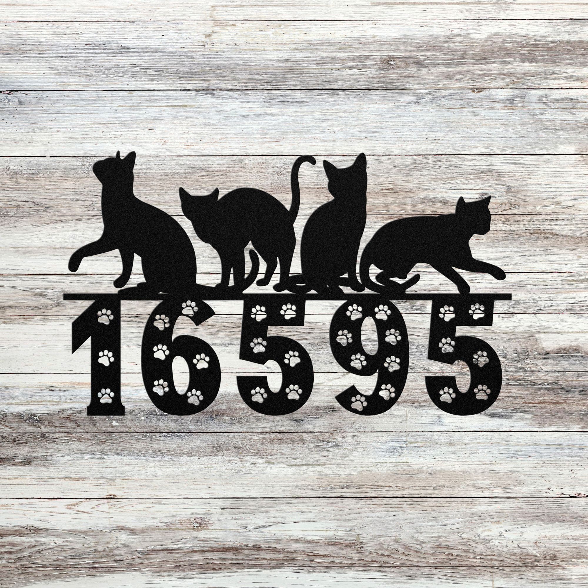 Cat Address Sign, Personalized House Number Plaque, Cat Lover Gift, Cat ...