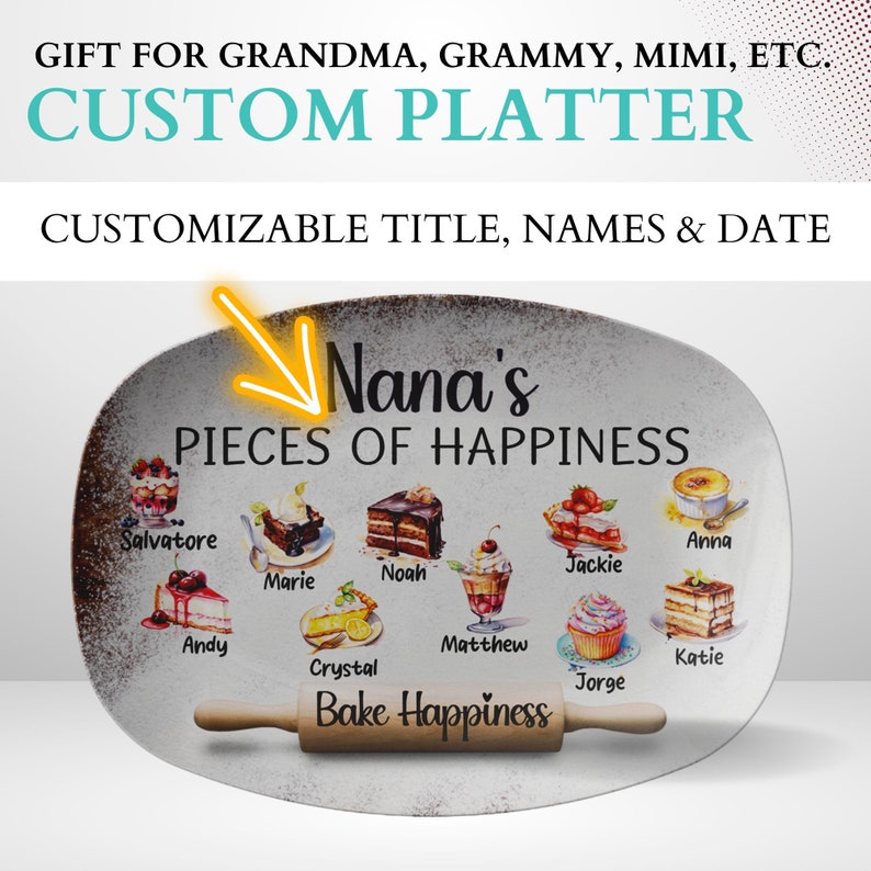 Personalized Grandma Gift Serving Platter With Grandkids Names, Custom ...