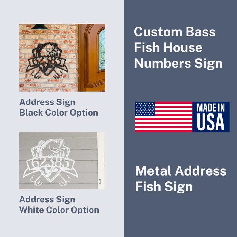 Personalized Bass Fish Metal Address Sign, Fish House Number Sign ...