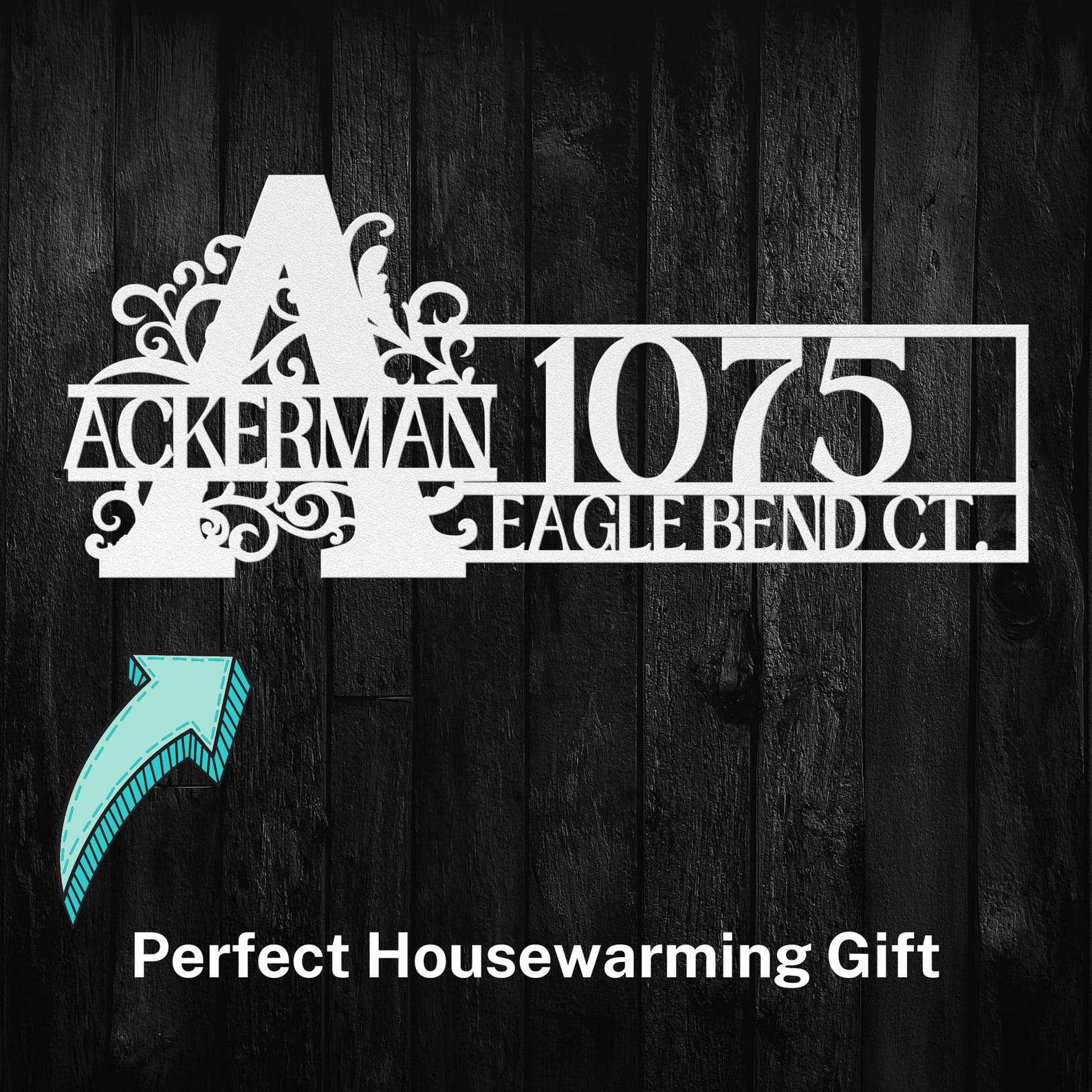 Custom Monogram Address Sign Split Letter Name & Street Number Metal ...