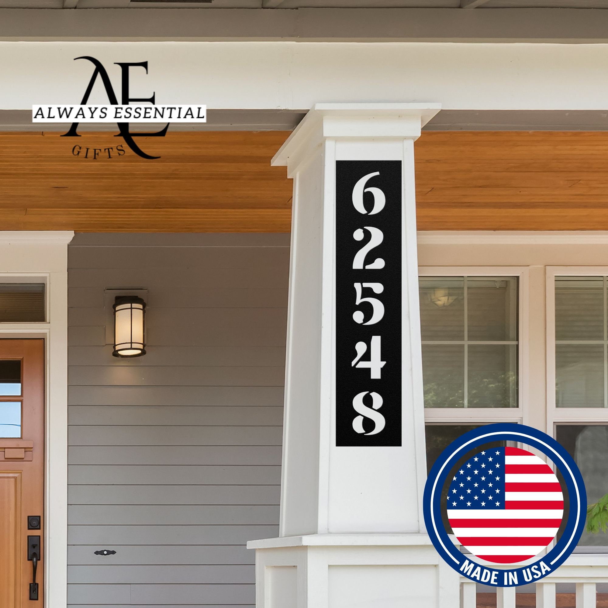 Mid Century Modern Vertical House Number Sign, Metal Retro Address Sign ...