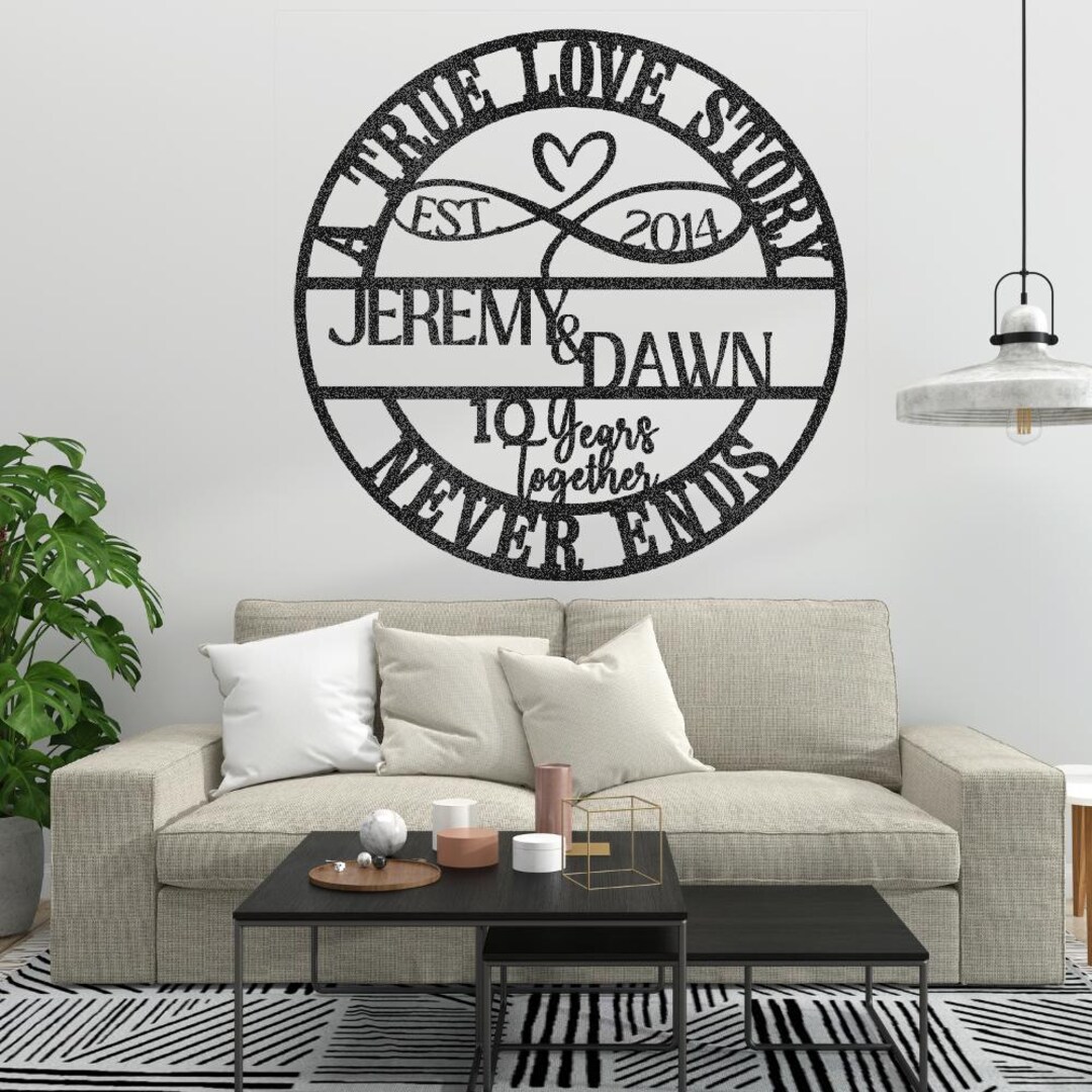 Personalized Infinity Heart Sign, Custom Year Anniversary Gift for Wife ...