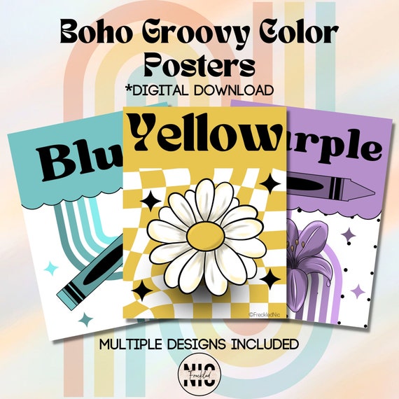 BOHO Groovy Color Posters Classroom Printables Classroom - Etsy