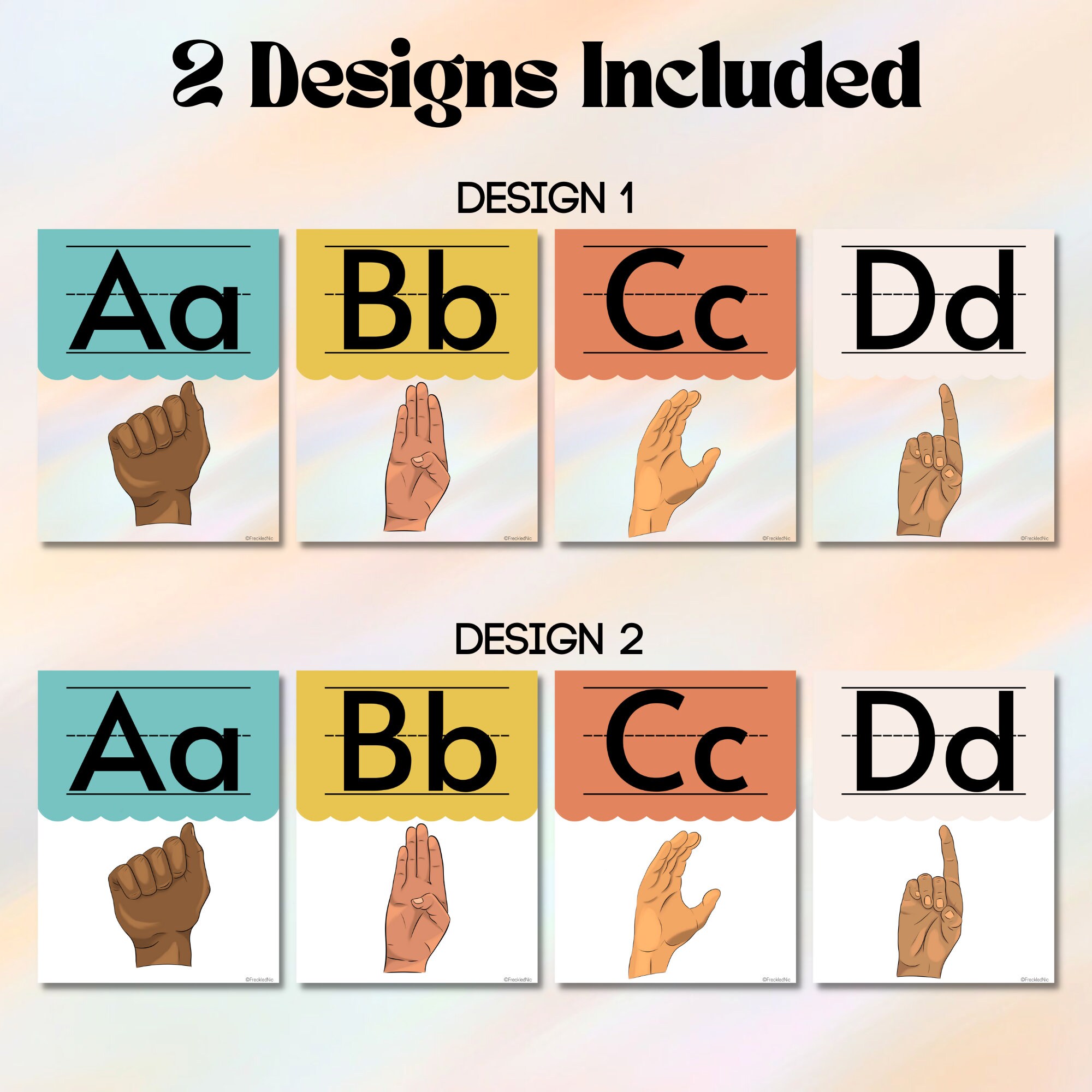 Boho Groovy Alphabet ASL Posters - Etsy