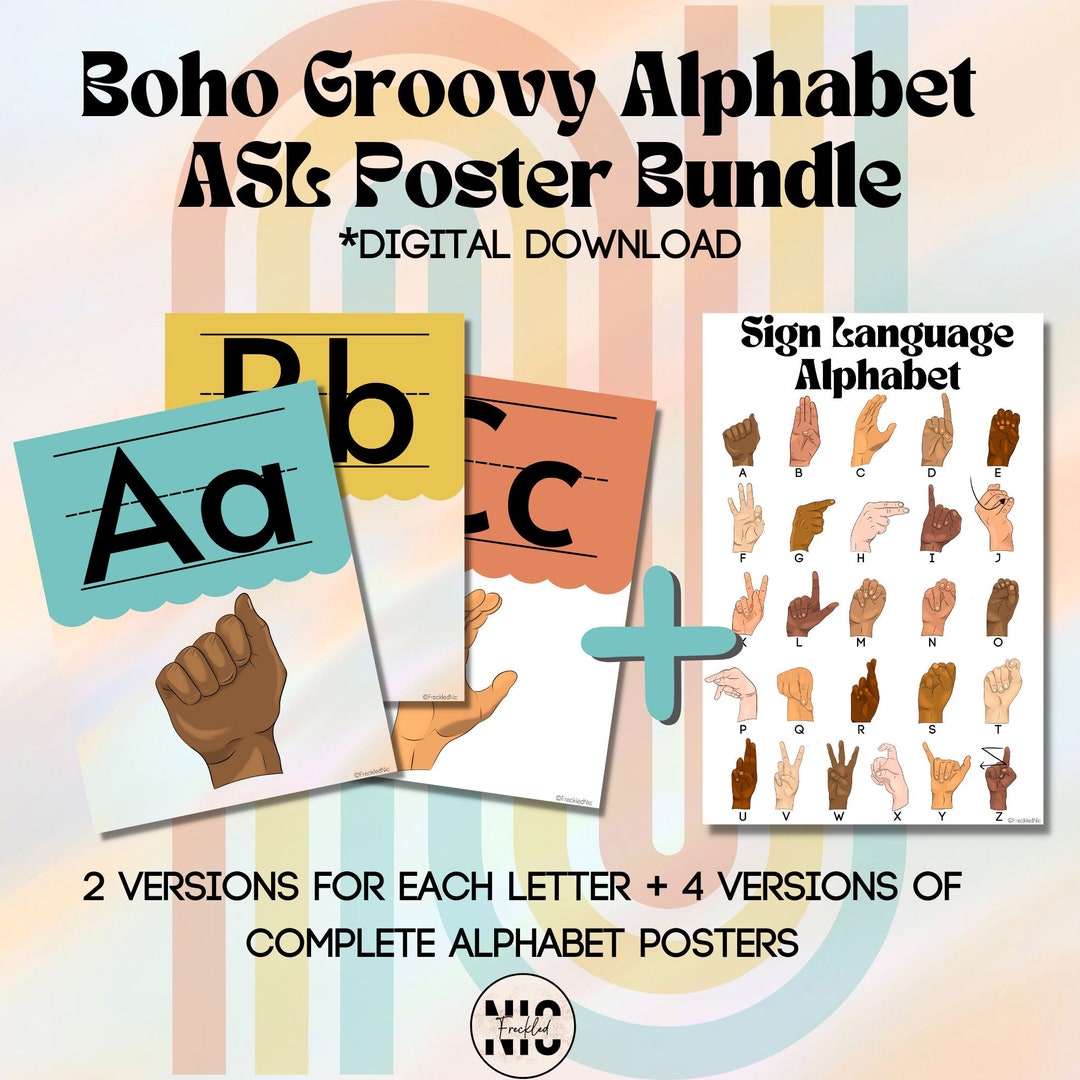 Boho Groovy ABC ASL Poster Bundle - Etsy